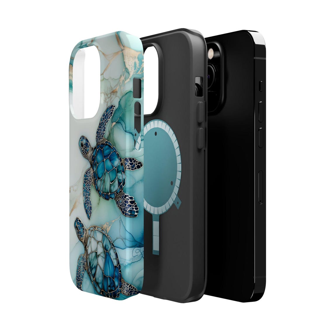 Stained Glass Sea Turtles Phone Case, Ocean Coastal Aesthetic Magsafe ...