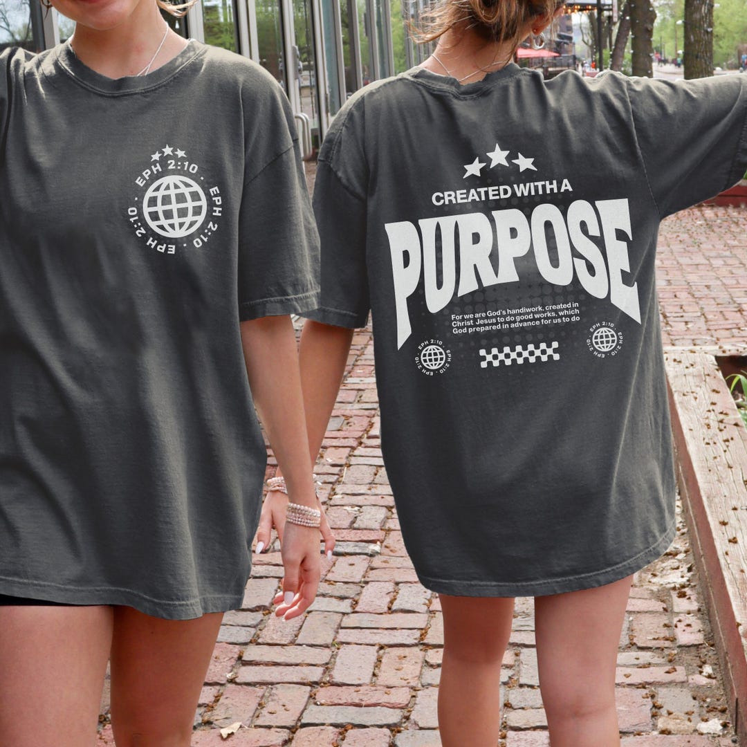 Created With A Purpose Christian Shirt, Oversized Comfort Colors® Tee ...