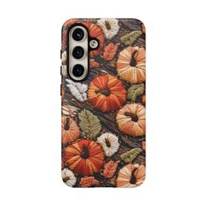 Embroidered Pumpkins Fall Phone Case, Boho Neutral Fall Leaves, Magsafe ...