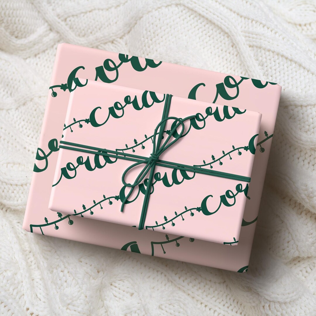 Personalized Holiday Giftwrap, Custom Name Festive Christmas Light ...