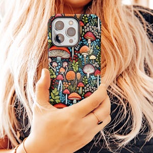 Mushroom Phone Case, Cute Cottagecore Boho Aesthetic Forest Embroidered ...