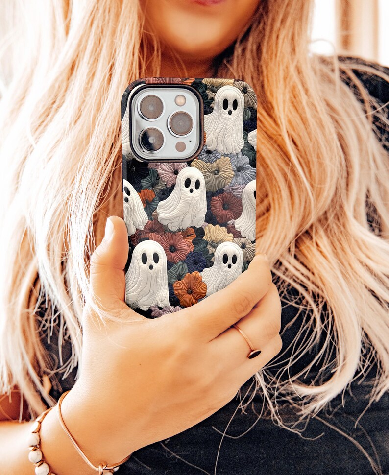 Cute Ghost Phone Case, Cute Halloween Phone Cases, Quilted Boho ...