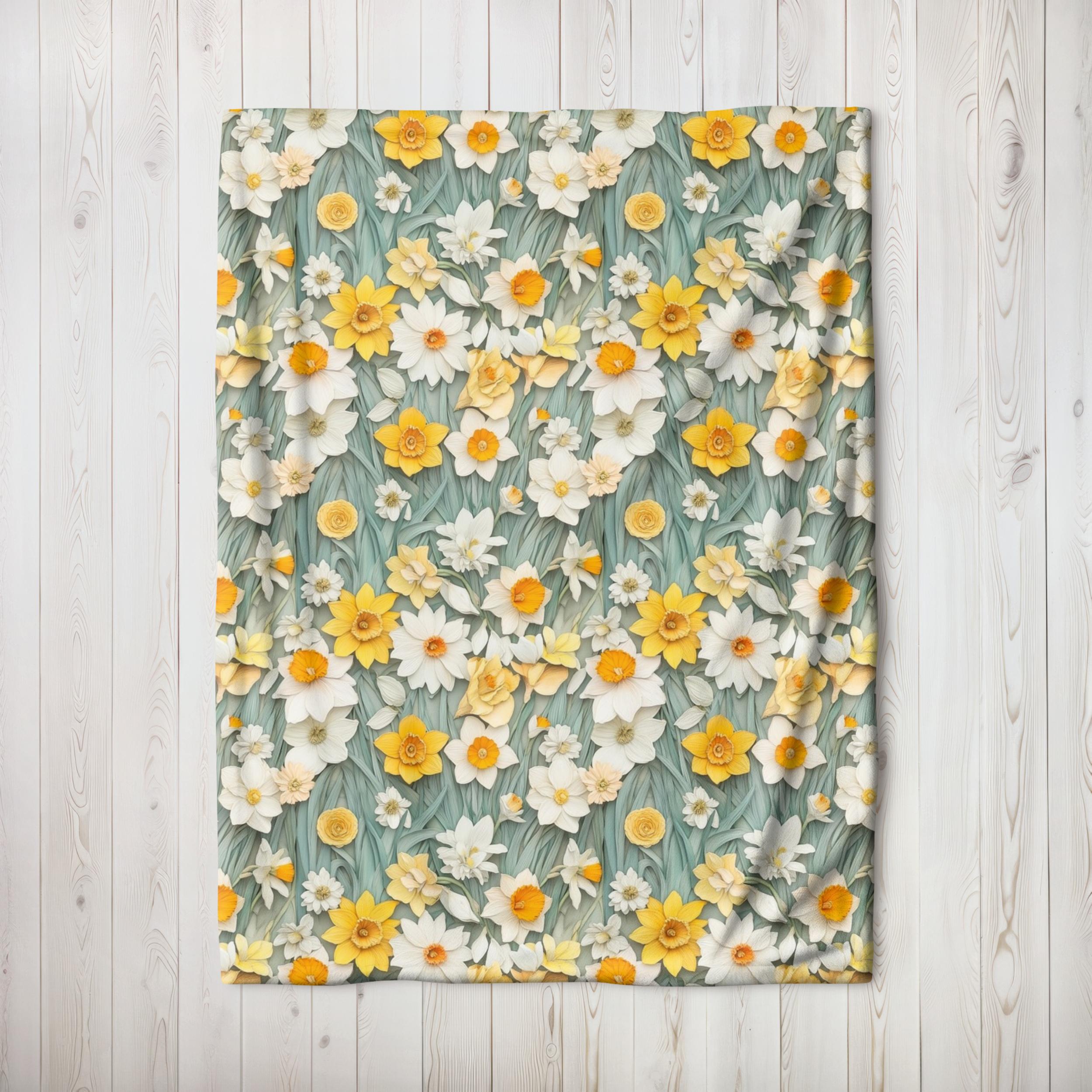 Daffodil Spring Flower Blanket, Easter Home Decor, Mothers Day Gift for ...
