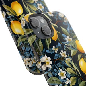 Lemons Phone Case, Italian Blue Yellow Summer Capri Toile Fruit Citrus ...