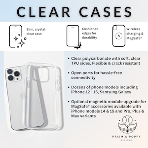 Clear Embroidered Look Winter Forest Phone Case, Snowy Boho Minimalist ...