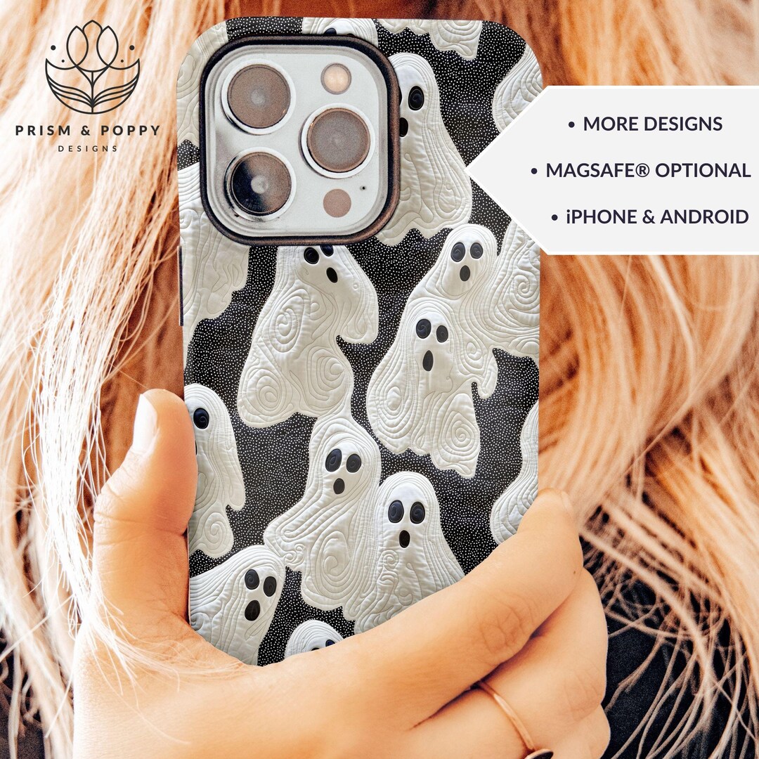 Cute Ghost Phone Case, Cute Halloween Phone Cases, Quilted Boho ...