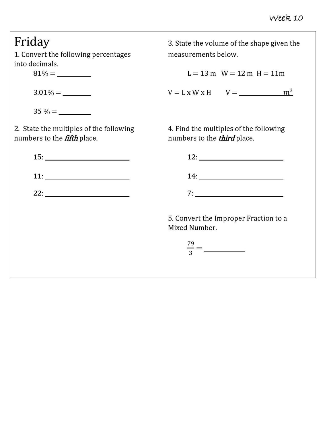 Pre - Algebra Warm Ups - Etsy