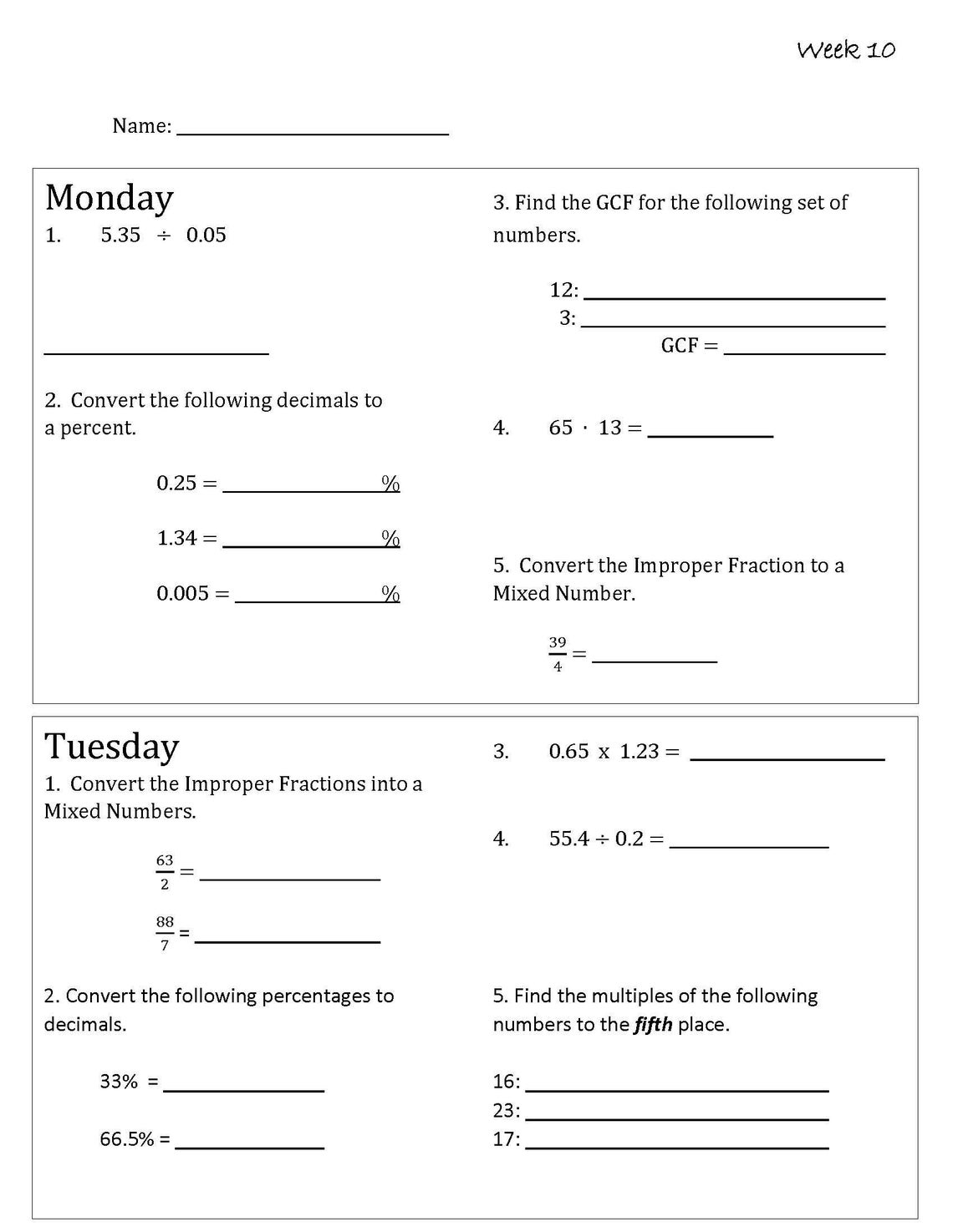 Pre - Algebra Warm Ups - Etsy