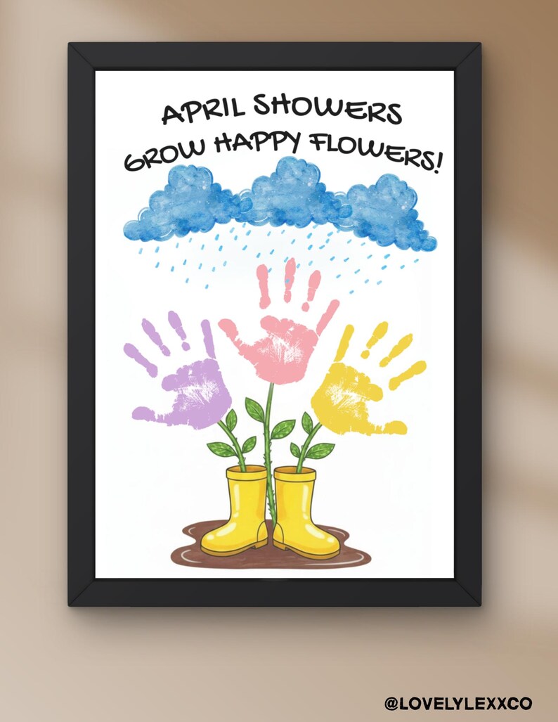 April Showers Handprint Craft Printable | Spring Preschool Activity ...