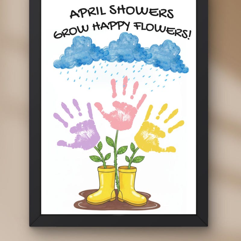 April Handprint Art - Etsy