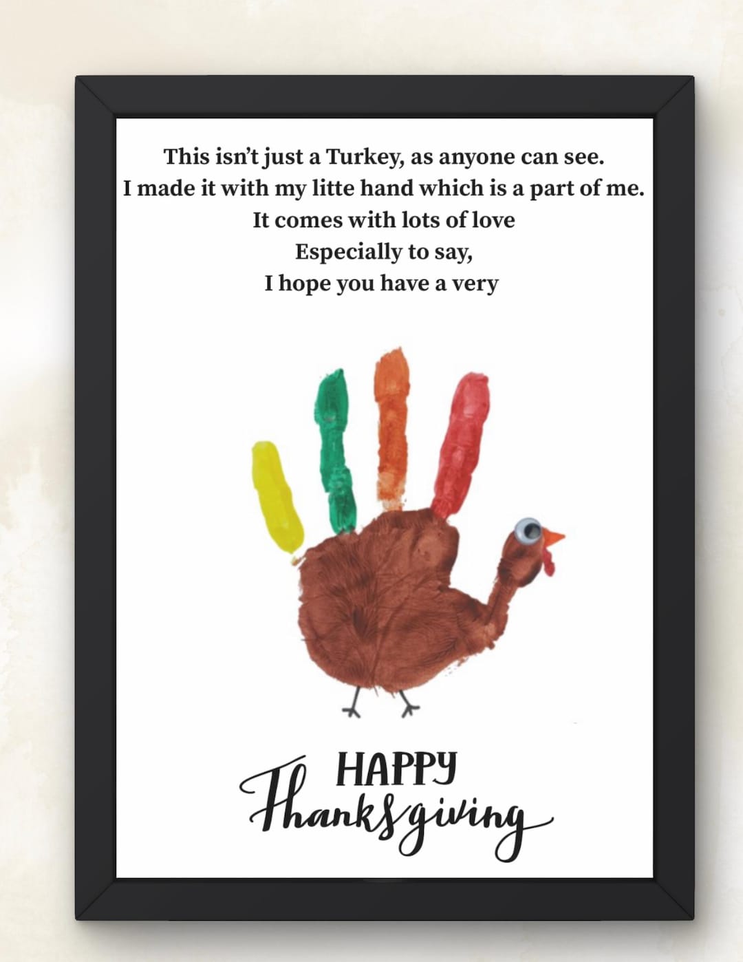 Turkey Handprint Craft With Poem | Thanksgiving Handprint Keepsake ...