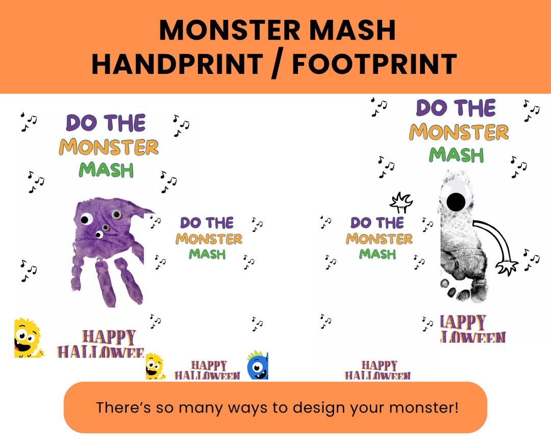 Monster Handprint/footprint Craft | Fun Monster Art Template for Kids ...