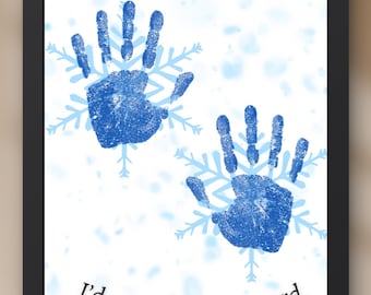 Snowflake Kisses Handprint Craft Template: Winter Keepsake (digital ...
