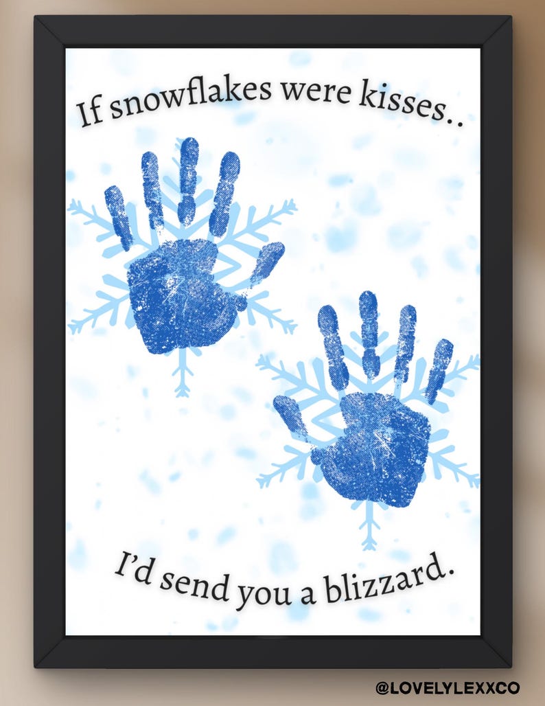 Snowflake Kisses Handprint Craft Template: Winter Keepsake (digital ...