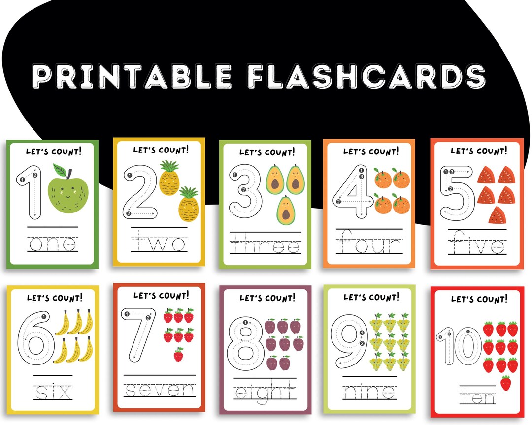Bright and Playful Kids Number Cards: Printable Flashcards for Learning ...