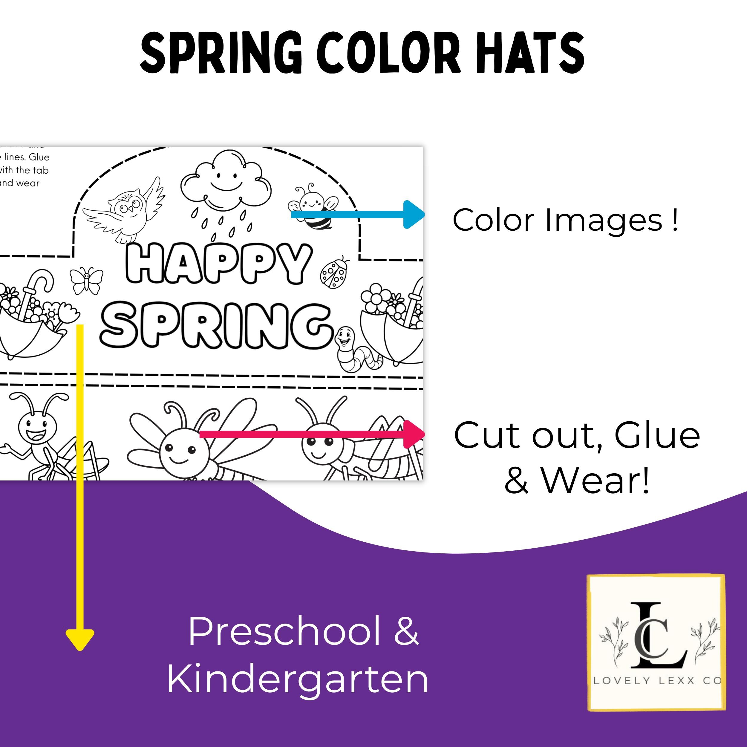 Spring Hats Craft Activity | Kids Coloring Crowns (PDF Download) - Etsy ...