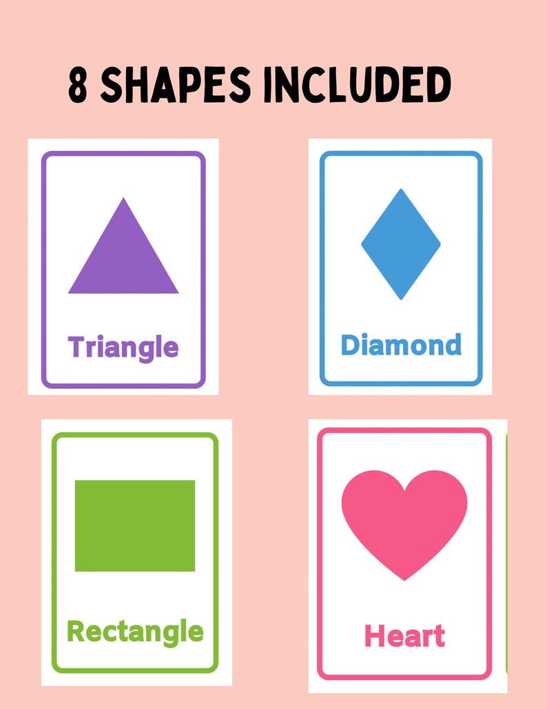 Learning Shapes Flashcards: Homeschool Kindergarten Printable (digital ...