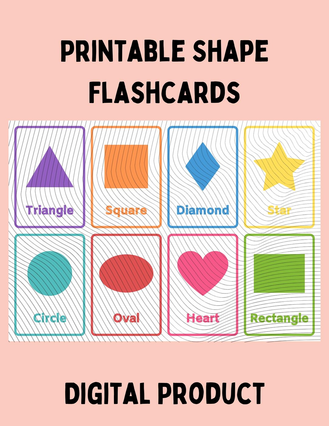 Learning Shapes Flashcards: Homeschool Kindergarten Printable (digital ...