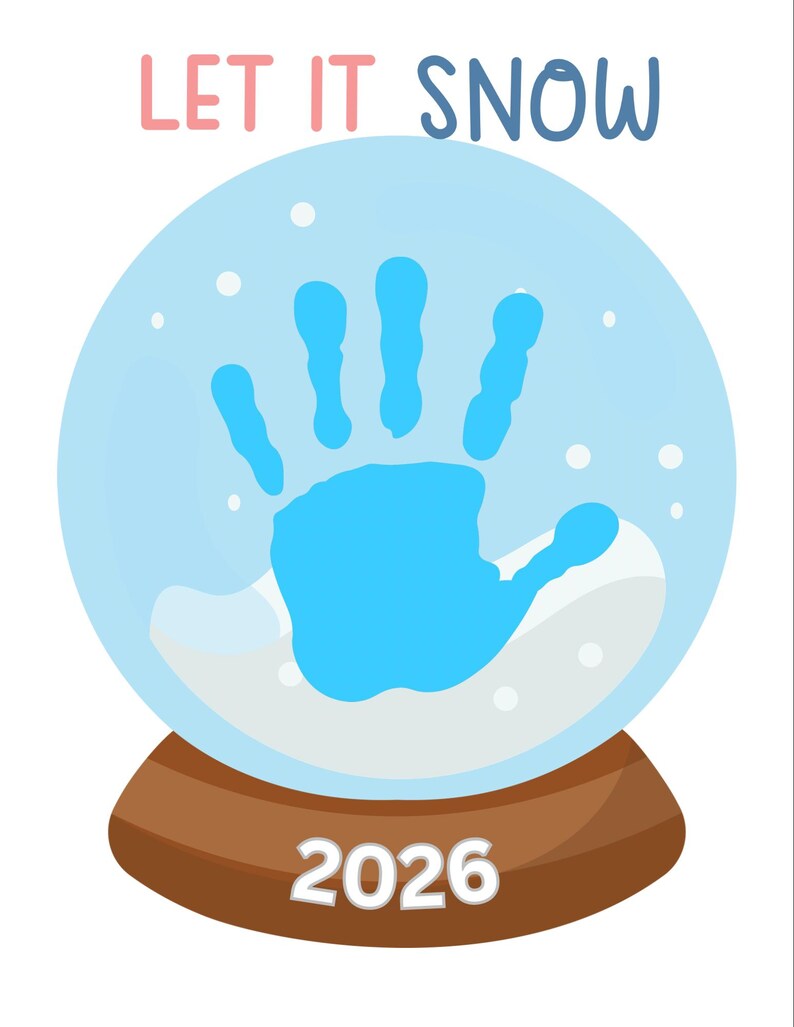 Winter Handprint Snow Globe Craft | Kids Keepsake Art (printable) - Etsy