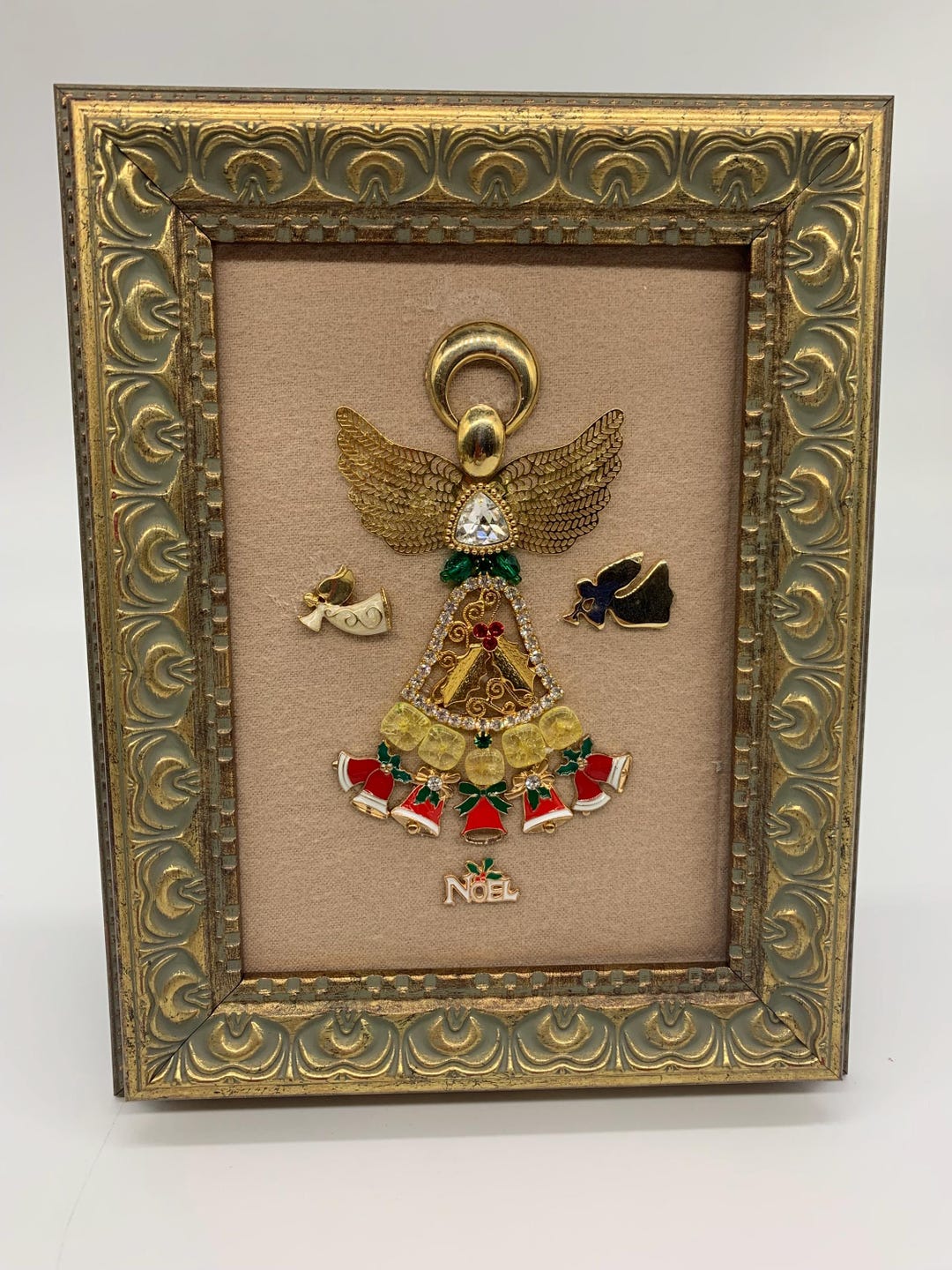 Vintage Framed Angel Picture: Rhinestone Jewelry Art - Etsy