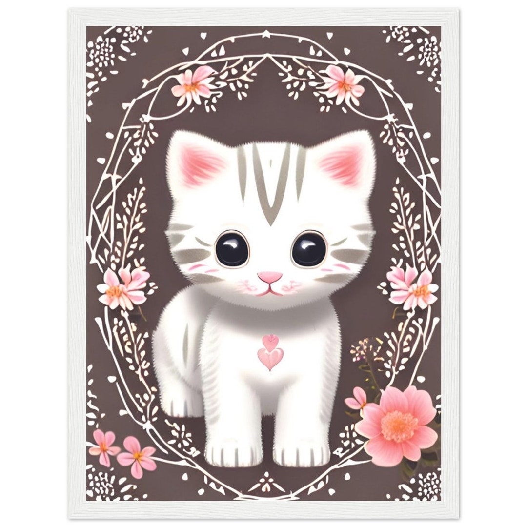 White Kitty Spirit Animal Art | Beautiful Kitten Art | Girly Room Décor ...
