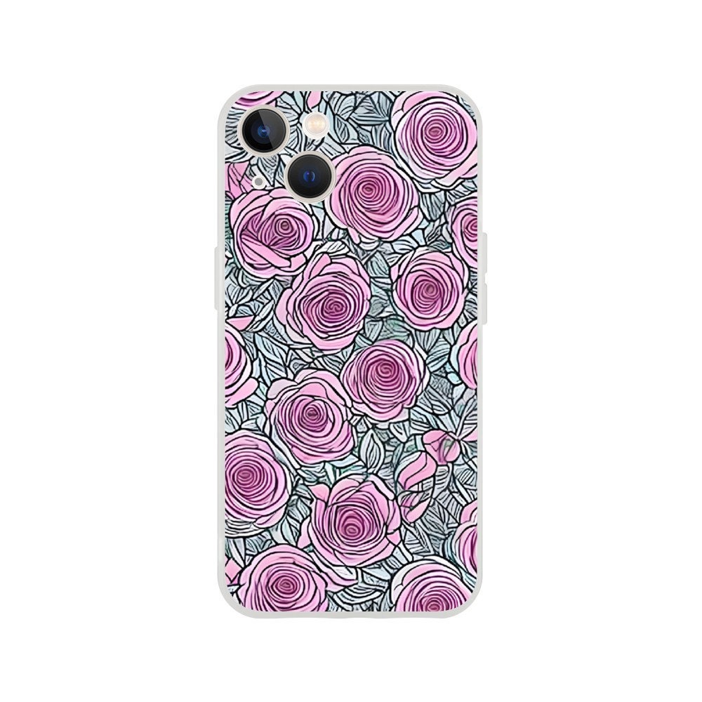 Light Pink Roses and Grey Background Flexi Phone Case - Etsy