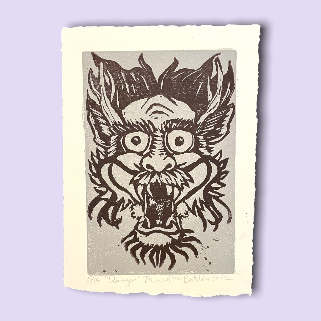 Year of the Dragon Linocut Print - Etsy