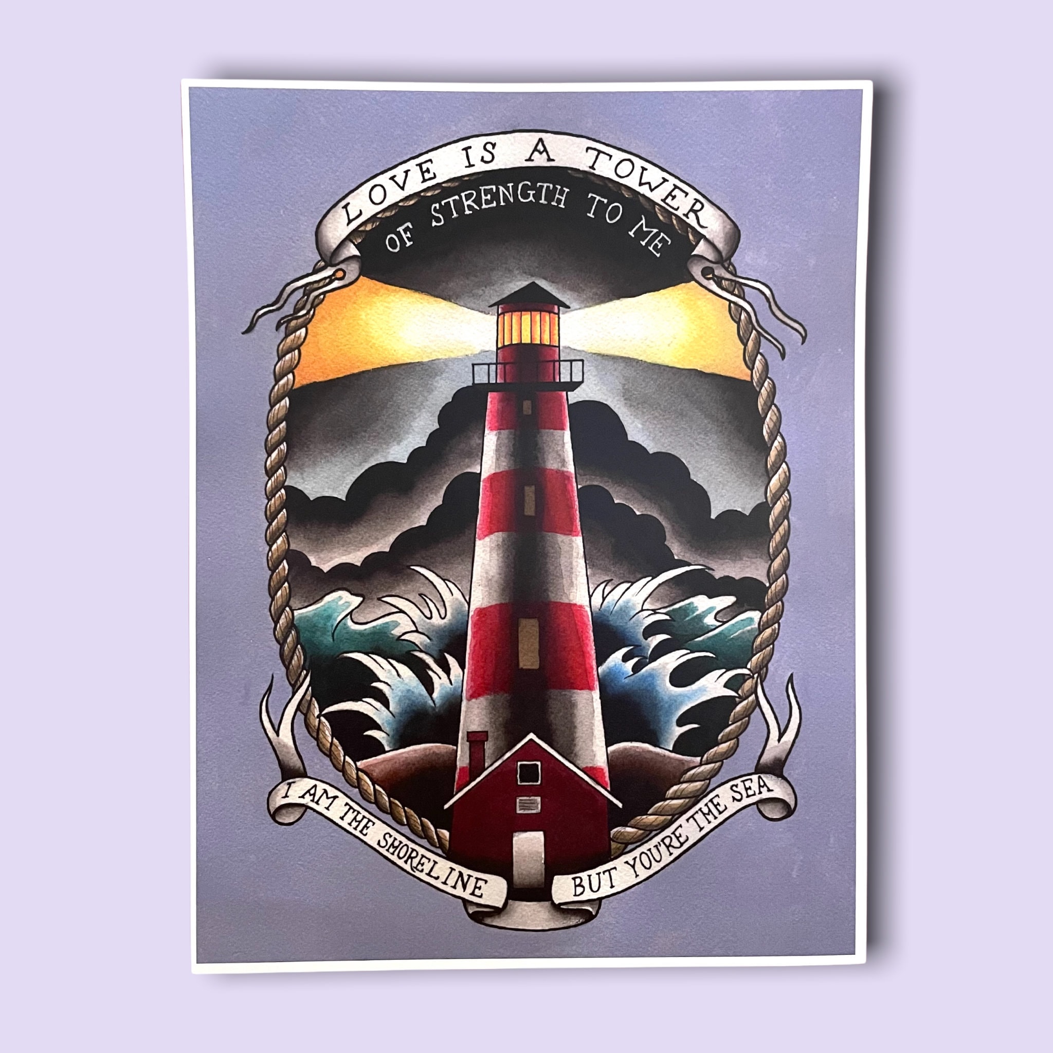 American Traditional Lighthouse Tattoo Flash