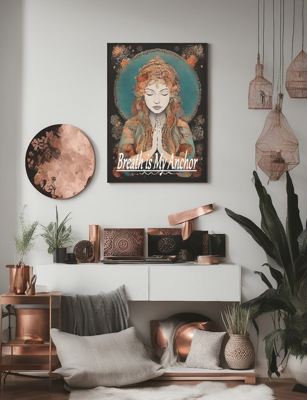 Boho Meditation Art: 'breath is My Anchor' - Etsy