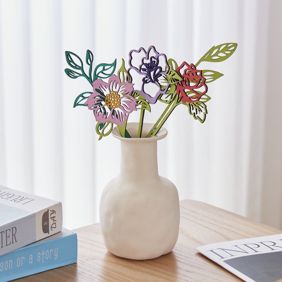 Wooden Flower Bundle Laser Cut File SVG Wooden Flower Bundle File for ...