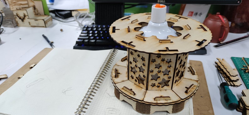 3D Carousel Laser Cut File SVG Wooden Carousel File for Laser DXF Cut ...