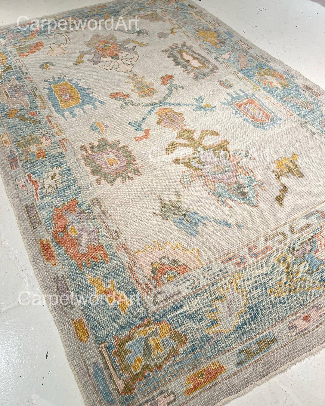 Mute Area Rug Turkish Oushak Rug Light Grey Color for Hallway to Order ...
