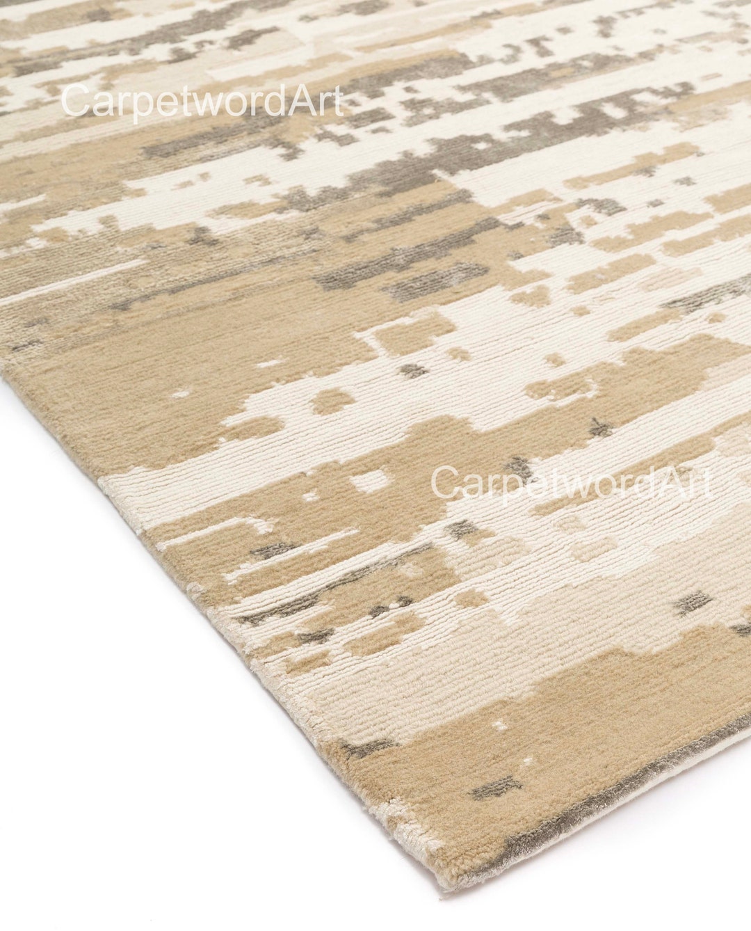 Handloom Bambu Silk and Wool Rug Abstrect Texture Hand Knotted Rug for ...