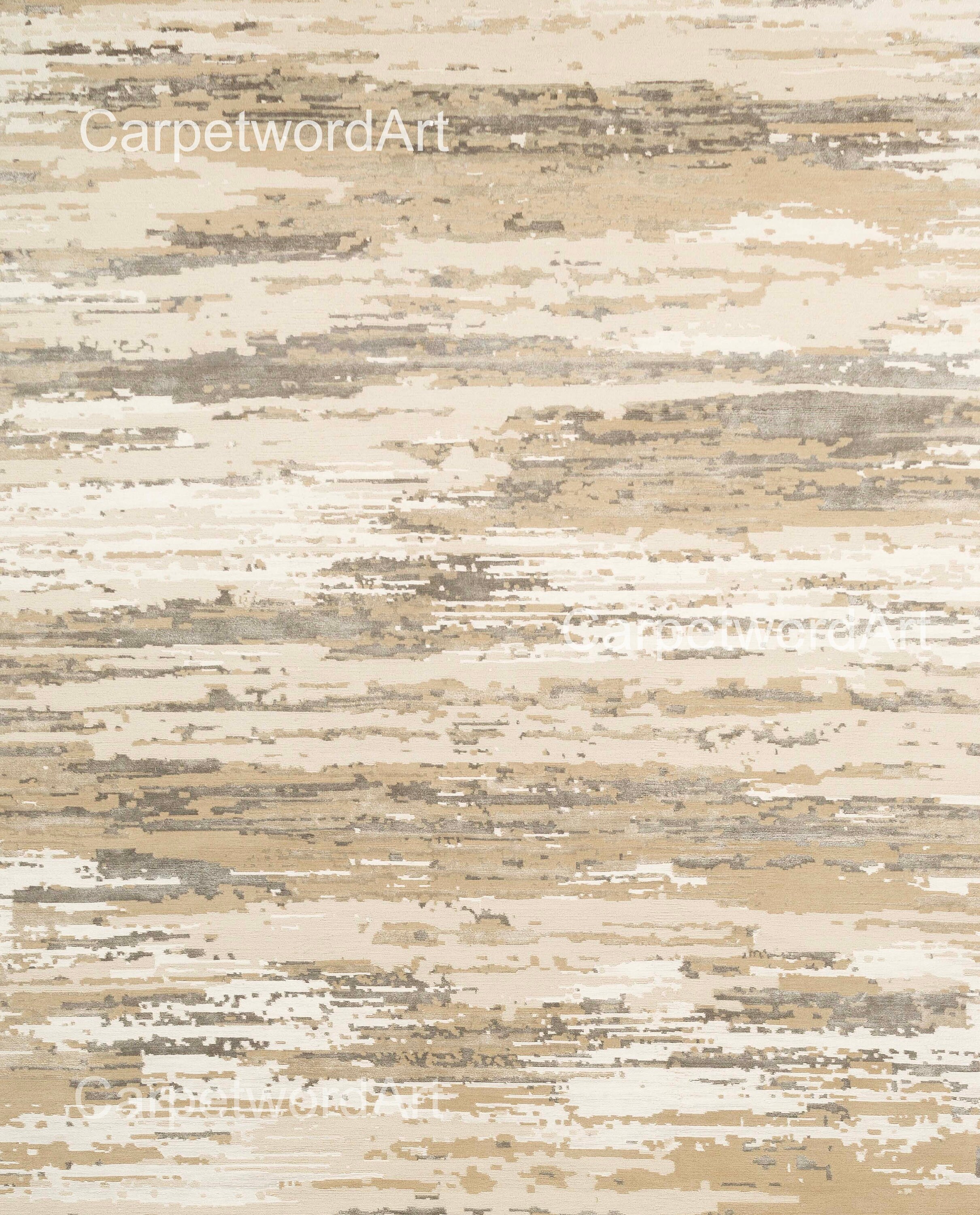 Handloom Bambu Silk and Wool Rug Abstrect Texture Hand Knotted Rug for ...