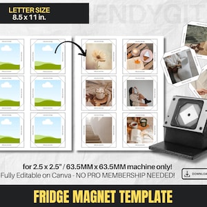 Square Fridge Magnet Template for 2.5"x2.5" Machine | 63.5MM Square ...