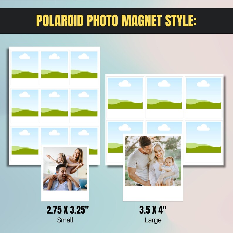 Photo Magnet Template Bundle - Fridge Polaroid Photo Magnet Template ...