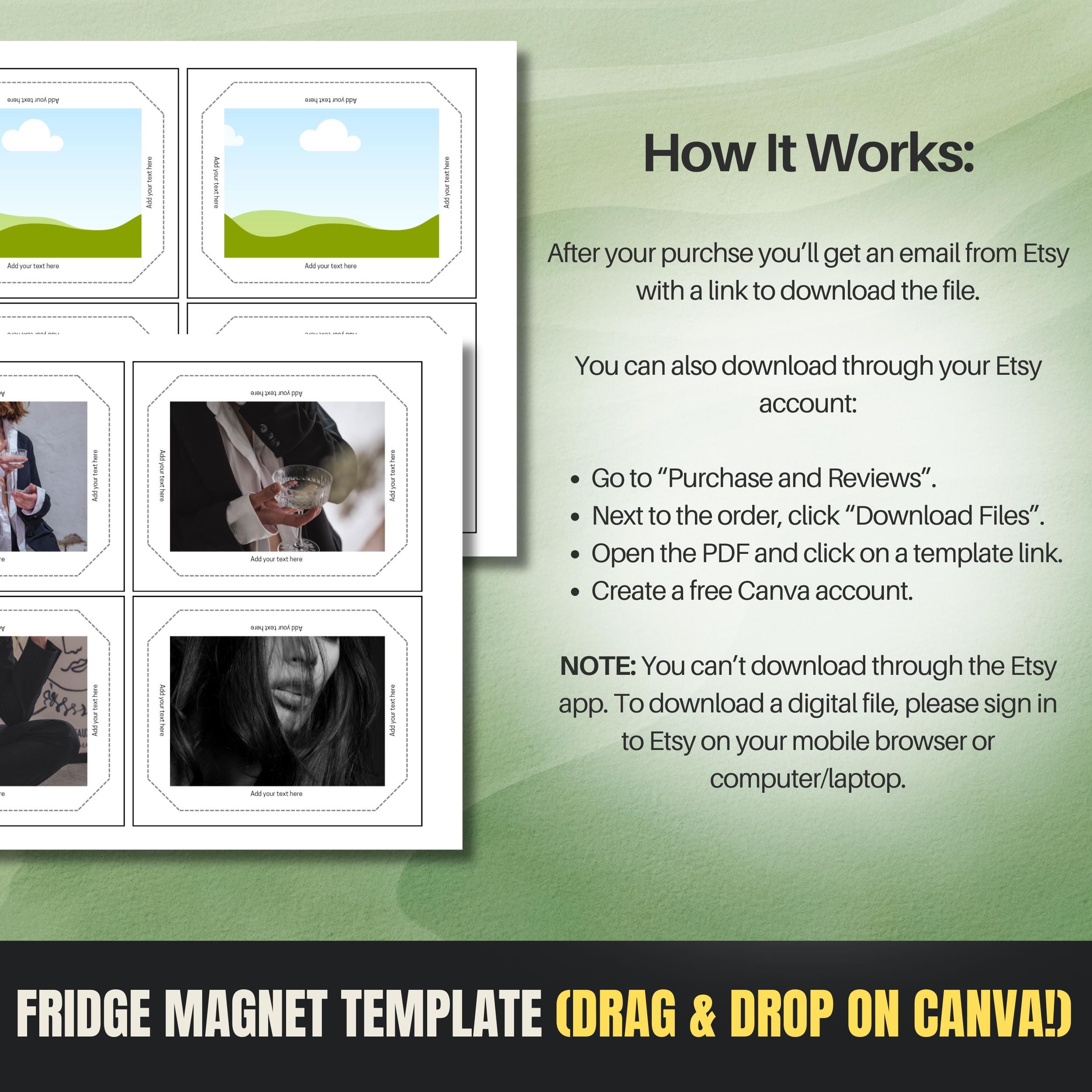 Photo Magnet Template - Editable in Canva | 65 X 90MM Rectangle Magnet ...