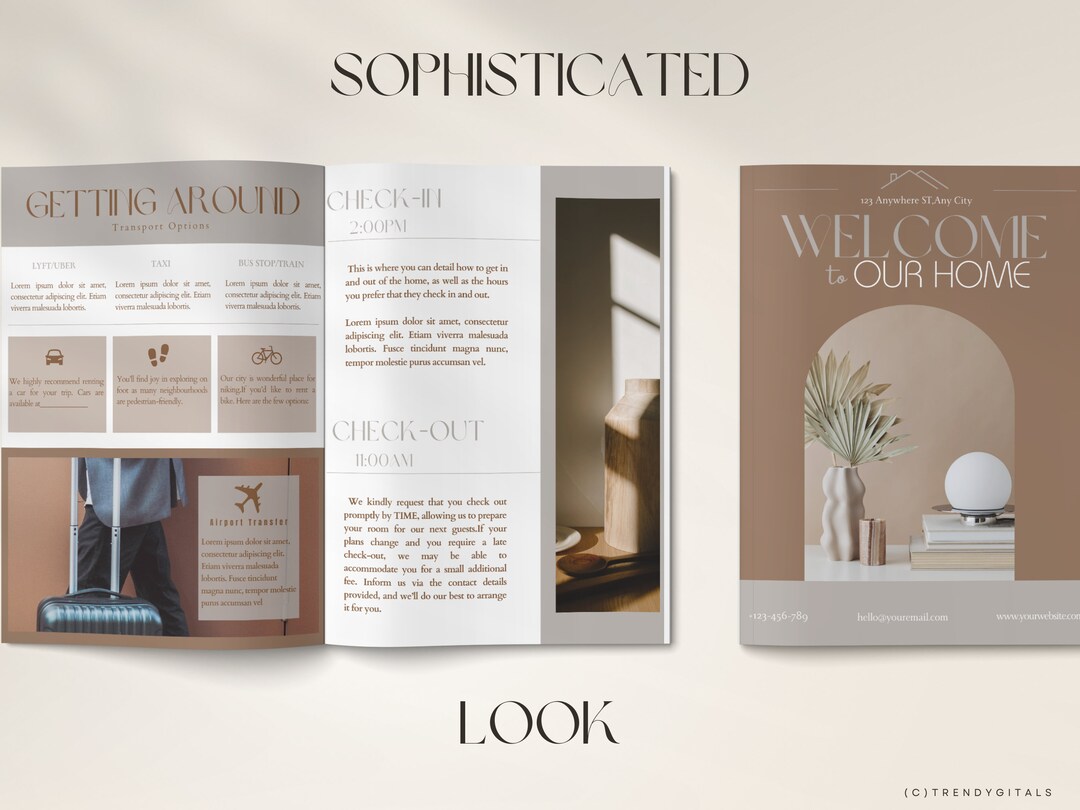 Digital Airbnb Book Template Modern Minimalist Guidebook Airbnb, Canva ...