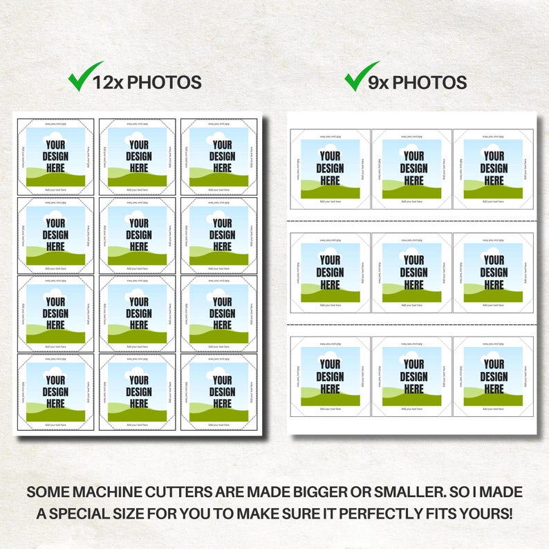 Square Magnet Template 2" X 2", 50mm X 50mm | 12 OR 9 Photo Templates ...