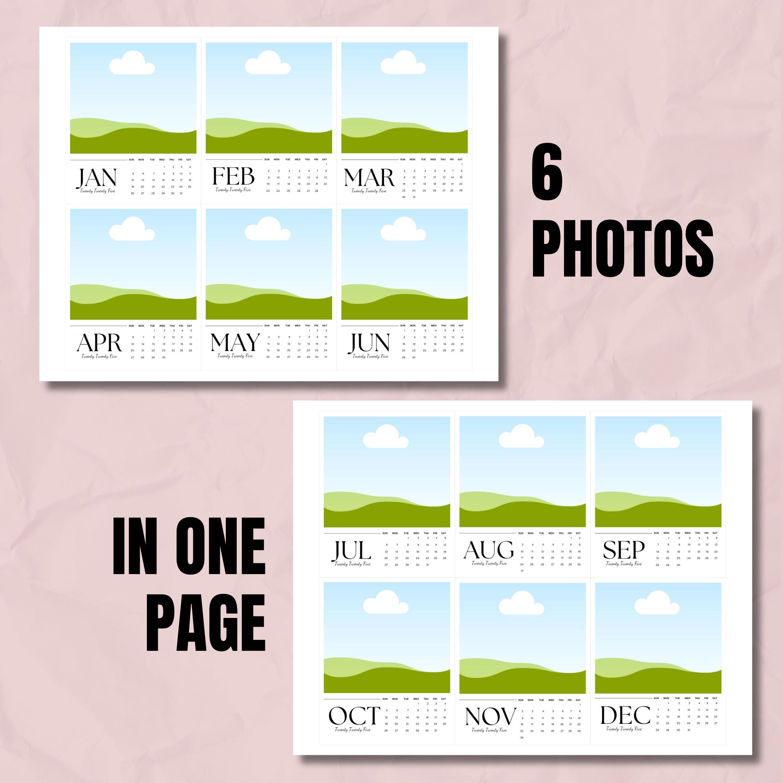 Calendar Photo Magnet Template- Mini Calendar 2025 Template | Editable ...