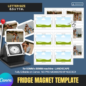 Fridge Magnet Template - Photo Magnet Machine | 53mmx80mm Landscape ...
