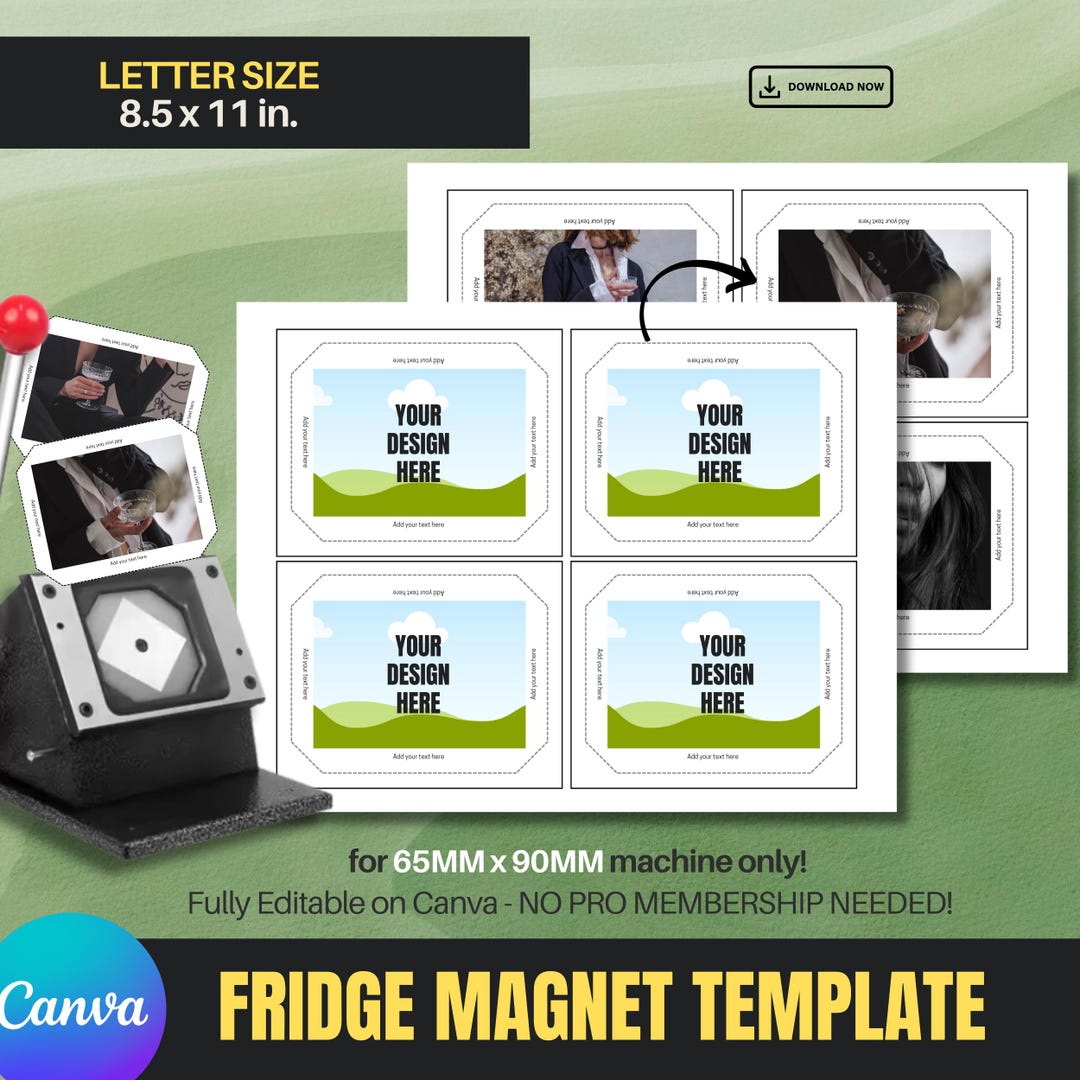 Photo Magnet Template - Editable in Canva | 65 X 90MM Rectangle Magnet ...