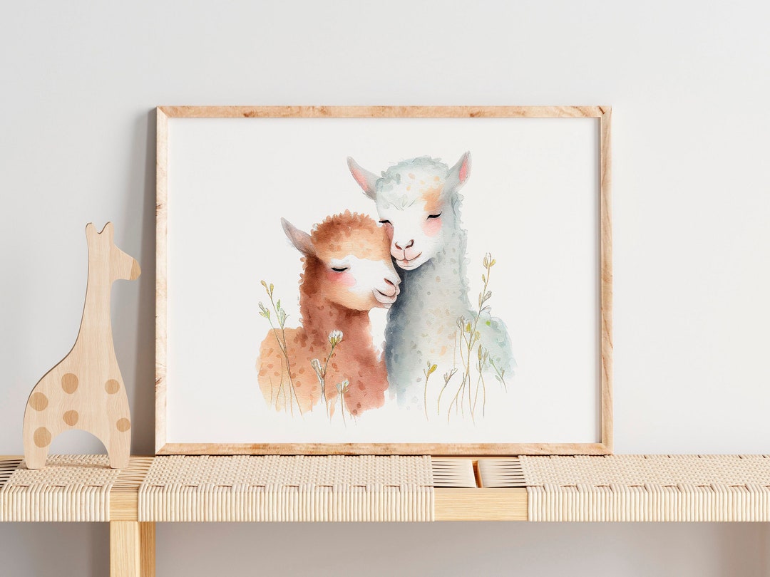 Alpaca Watercolor Art for Print. Cute Animals for Nursery and Playroom ...