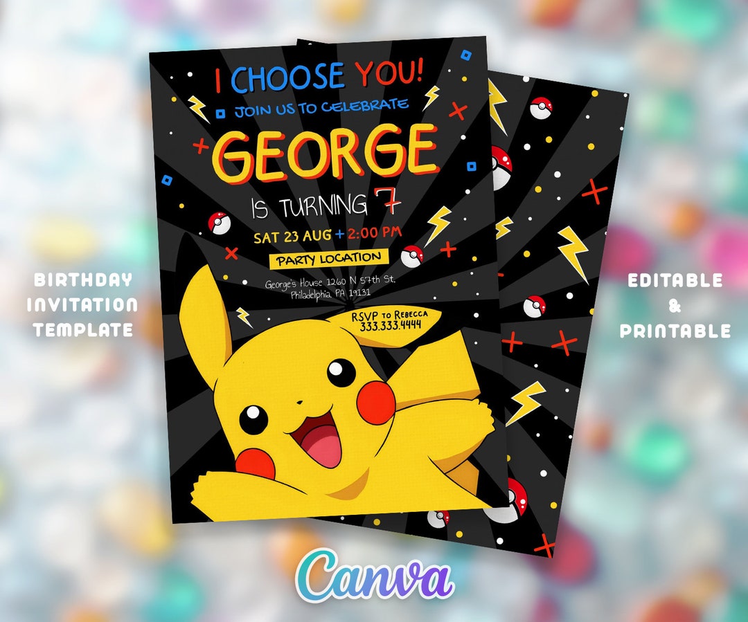 Pokemone Birthday Invite, Editable Invitation, Pokemon Invitation ...
