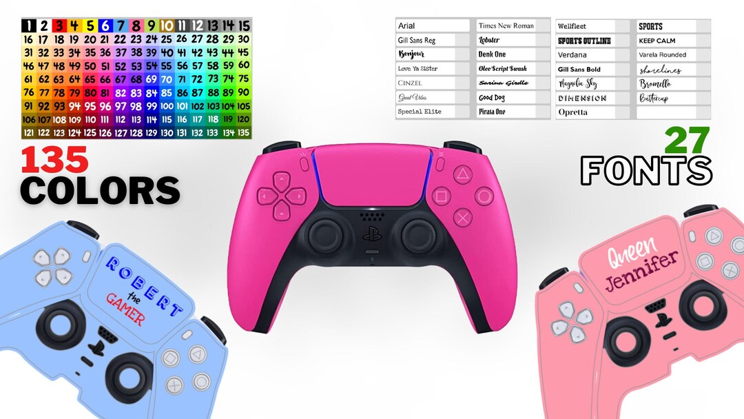 Personalised Name and Color PS5 Controller Skin 135 COLORS/27 FONTS for ...