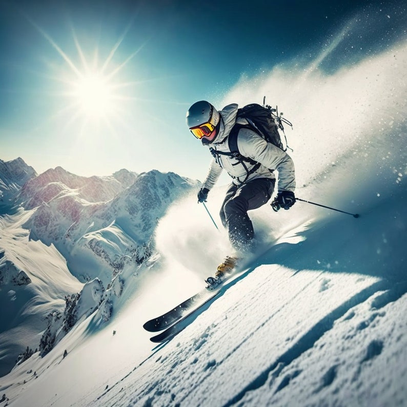 Ski in the Snow Digital Art X 2 Collection 1 Landscape and 1 Portrait ...