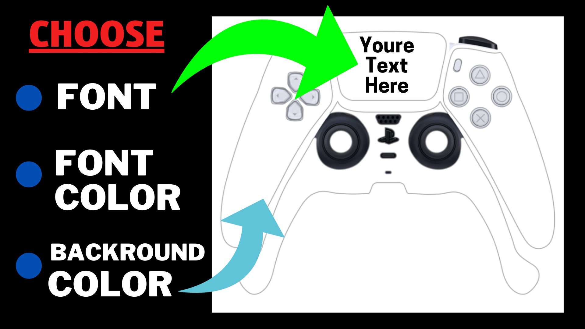 Personalised Name and Color PS5 Controller Skin 135 COLORS/27 FONTS for ...