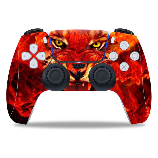Tiger and Fire Themed Custom PS5 Skin and Anti-slip for Playstation 5 ...