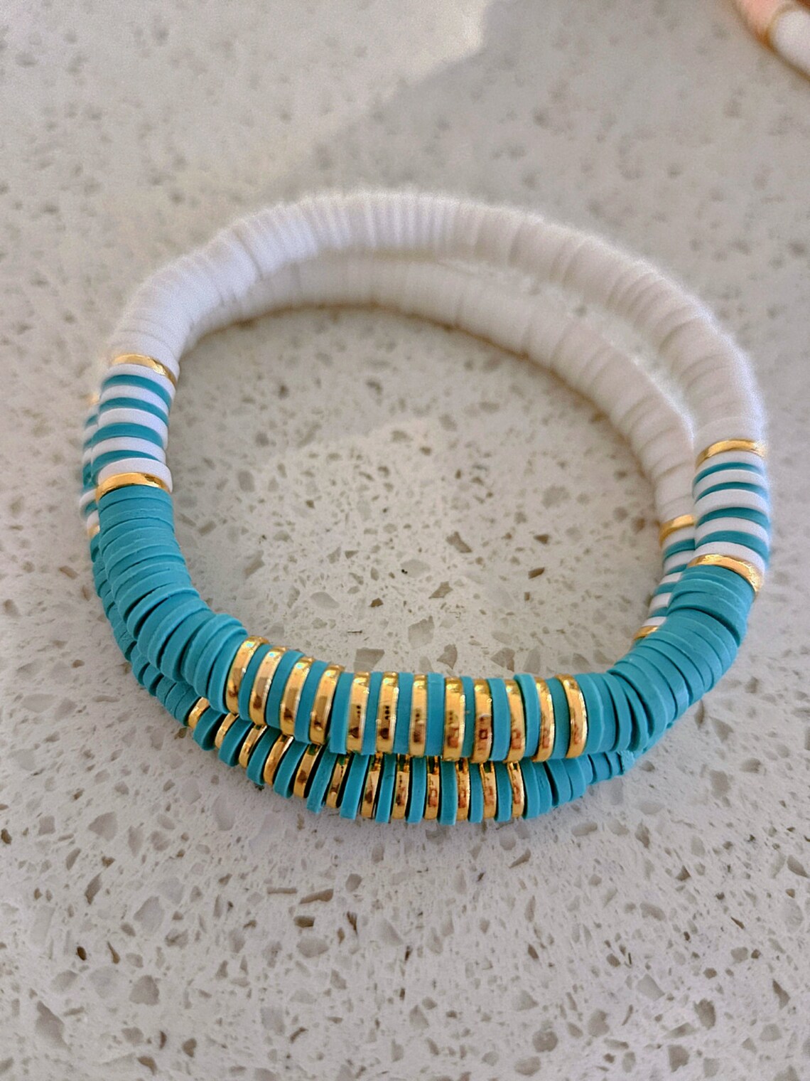 Gold Heishi Disc Beaded Bracelet, Bohemian Heishi Bracelet, Stacking Bracelets Summer Beach ...