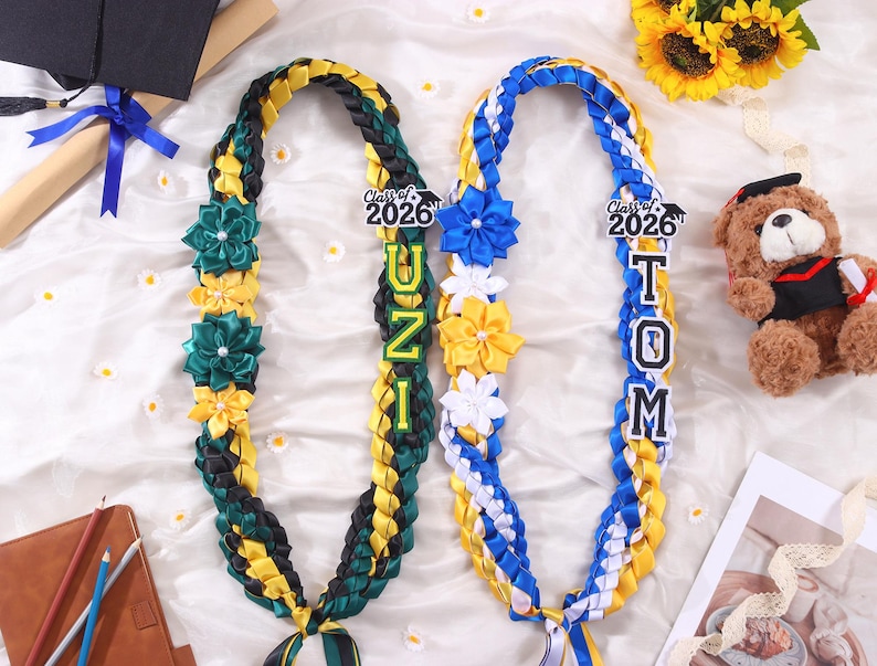 Personalized Graduation Lei 2026, Custom Name Ribbon Lei Necklace, High ...